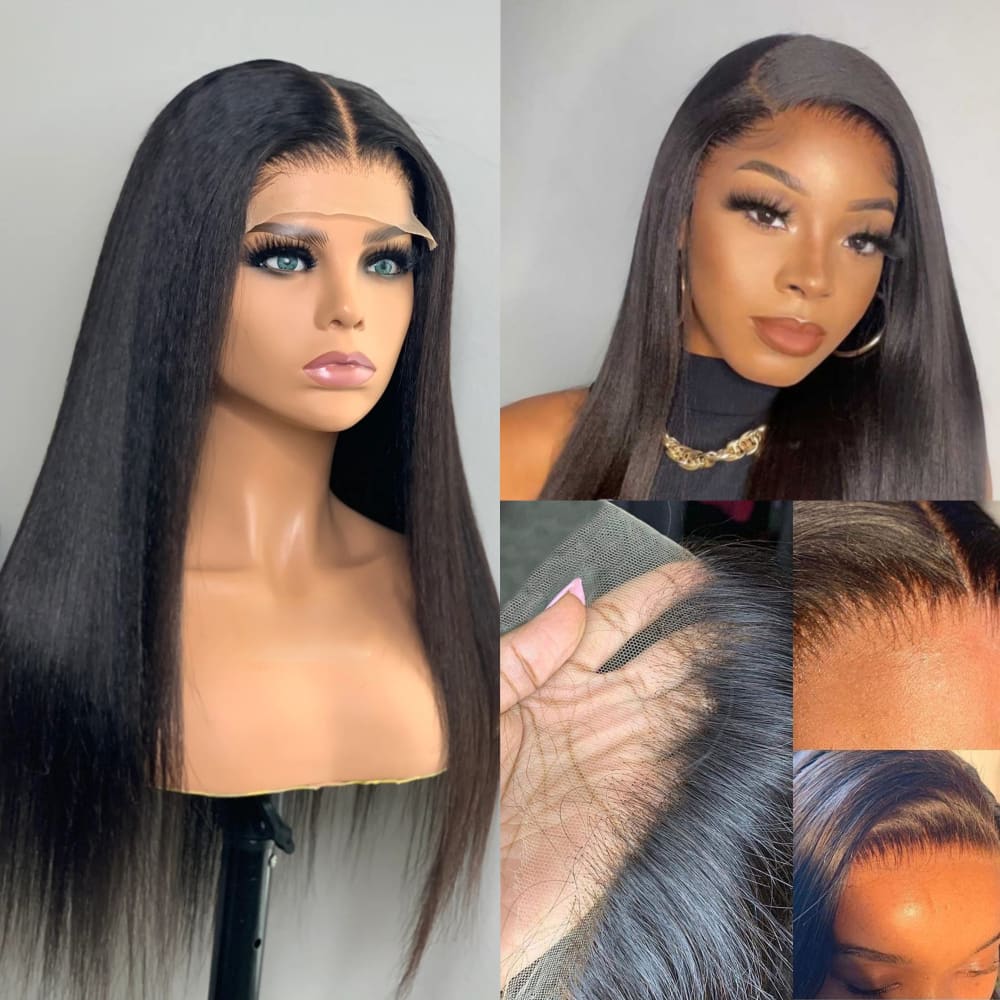 13X4 FULL FRONTAL HD LACE UPGRADED PREPLUCKED YAKI STRAIGHT HUMAN HAIR LACE FRONT WIG superbwigs