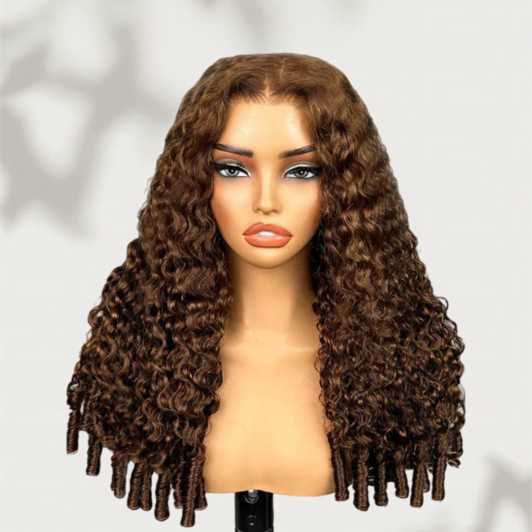 HD Lace 13x6 Fitted Cap Ear Tap Mocha Mousse Color Wig - Burmese Curly ...