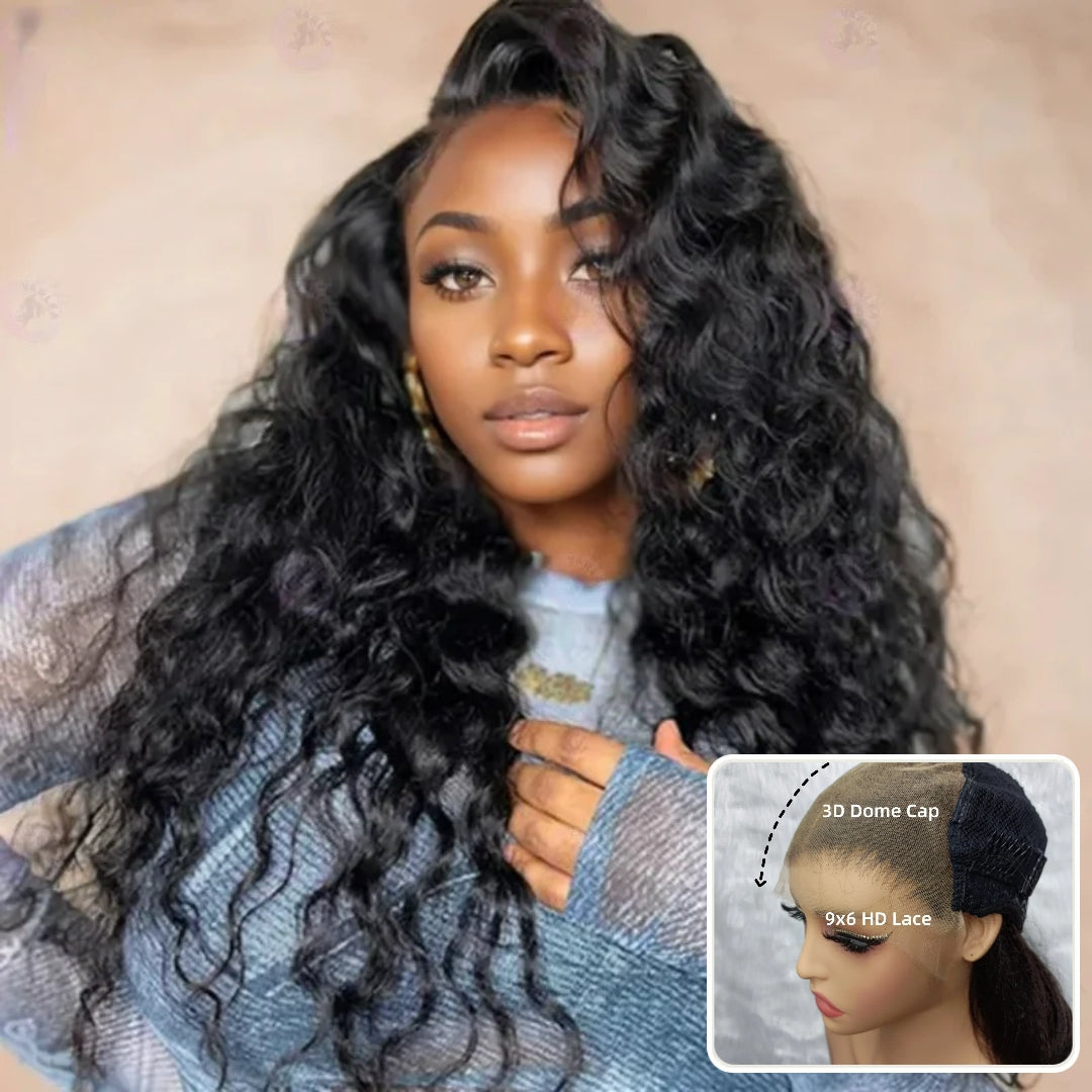 "3D DOME CAP" 9x6 HD Lace Upgraded Hairline C-shape Ear Glueless Wig w ...