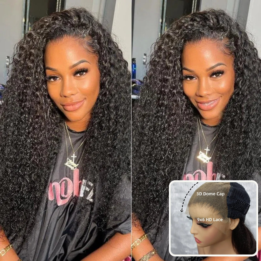 "3D DOME CAP" 9x6 HD Lace Upgraded Hairline C-shape Ear Glueless Wig w ...