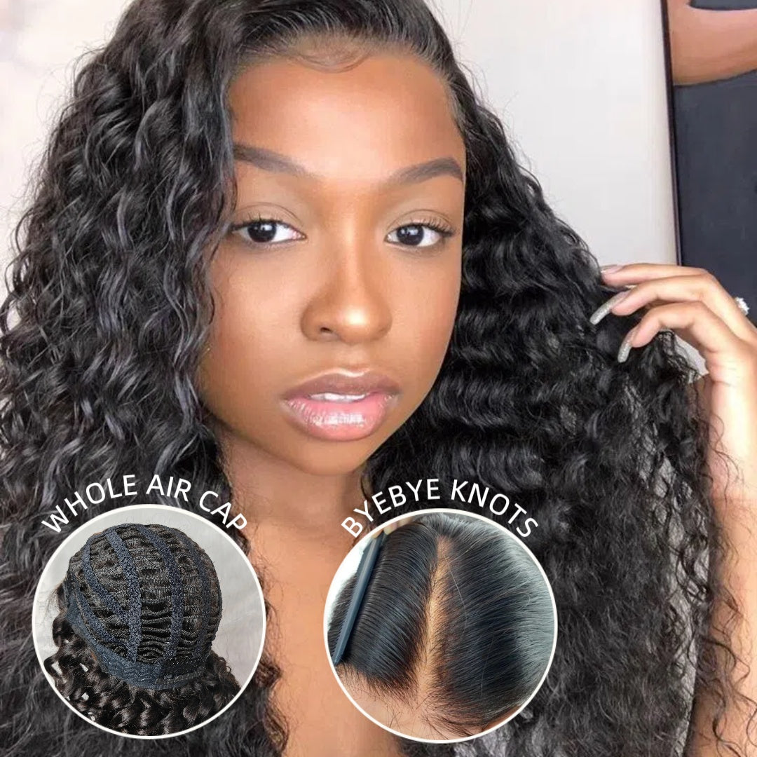 “Whole Air Cap” 5x5 /13x6 Fitted Bye~Bye~KNOTS HD Lac Wig - Deep Wave ...