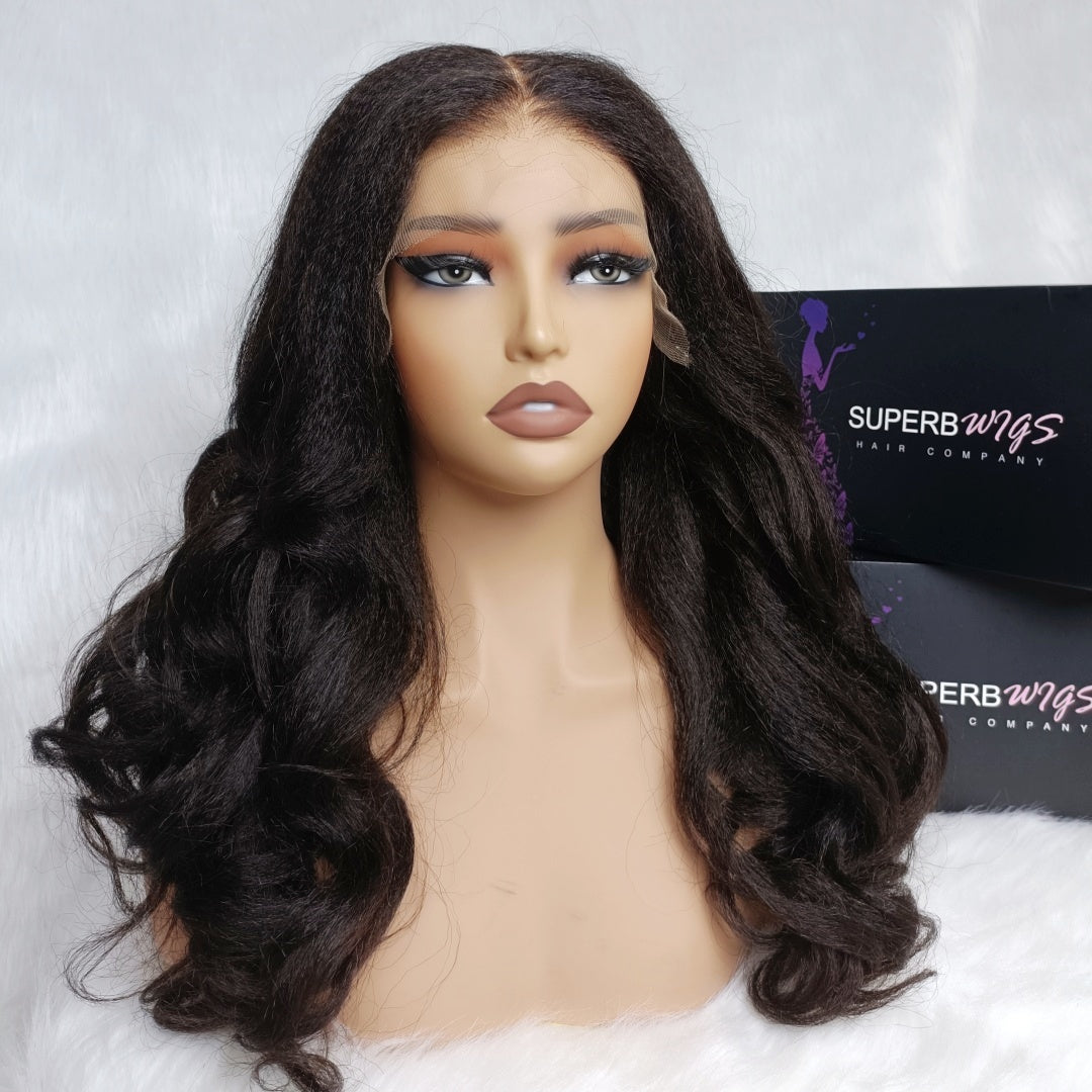 Bye~Bye~KNOTS HD Swiss Lace 13x6 Fitted Cap Ear Tap Wig - Kinky Wave – superbwigs