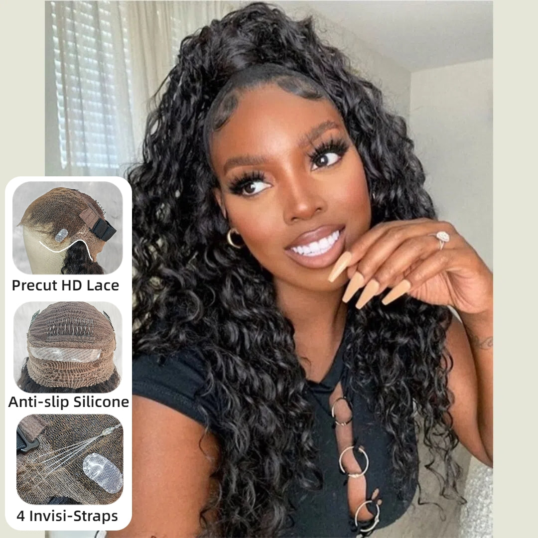 【Upgraded】PreCut 4-Line Invisible Strap 360 HD Lace Wig - Loose Wave ...
