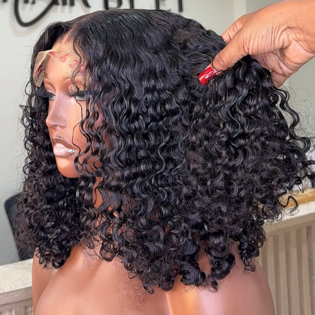 HD Lace 13x6 Fitted Cap Ear Tap BOB Wig - Deep Burmese Curly – superbwigs