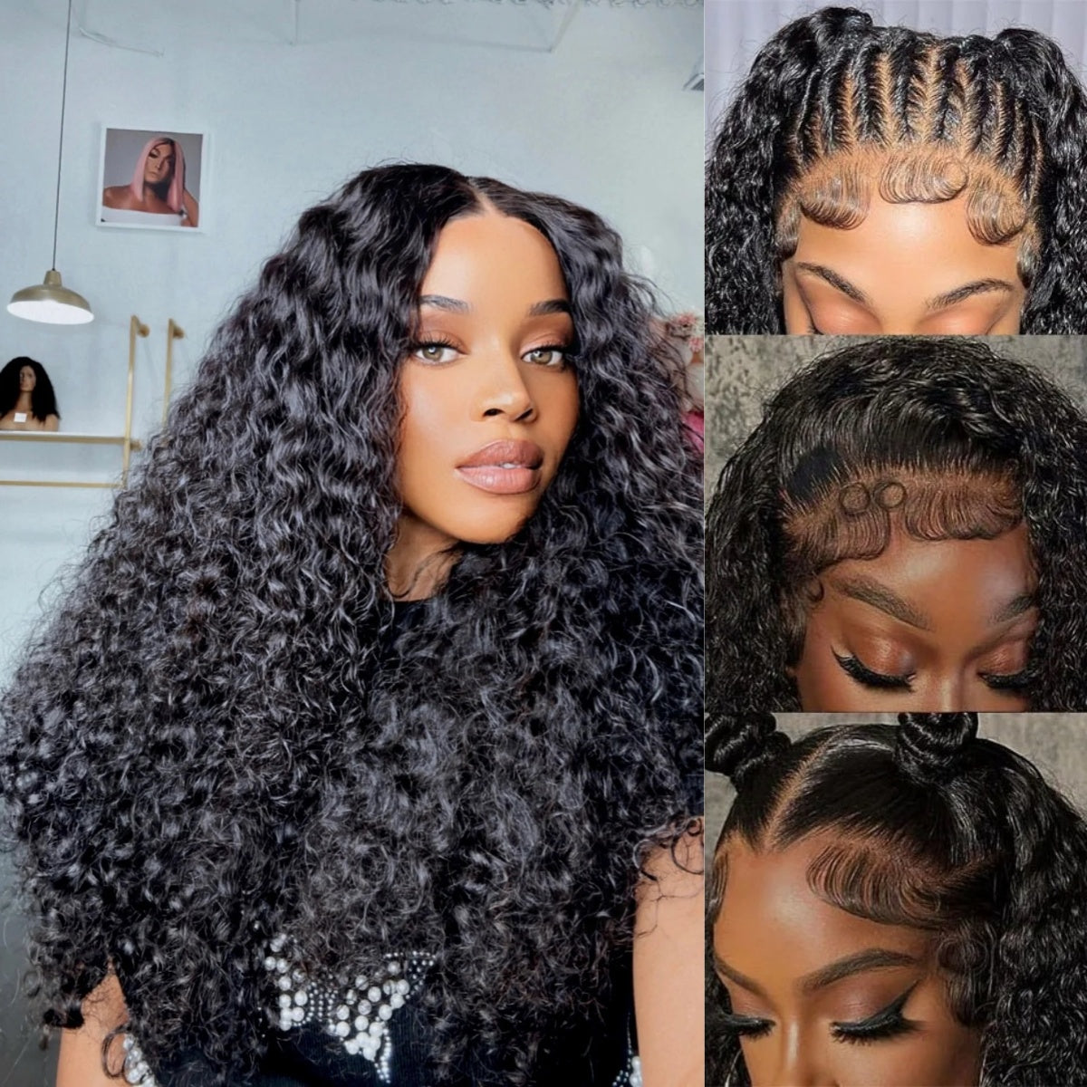 WHOLE LACE NO MESH TRANSPARENT LACE HUMAN HAIR WIG WITH Invisible Stra ...