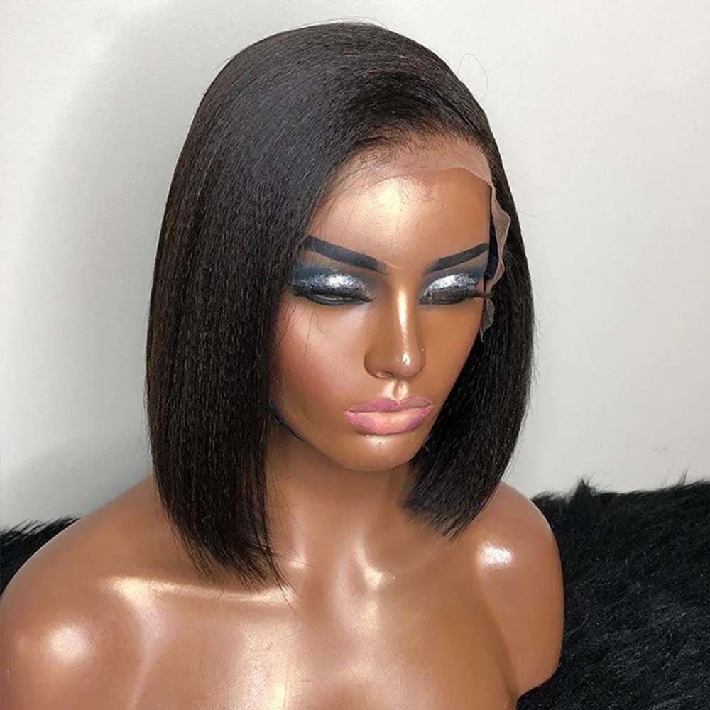 Eartha Yaki Straight Short Bob Wig 360 Lace Front Human Hair Wigs ...