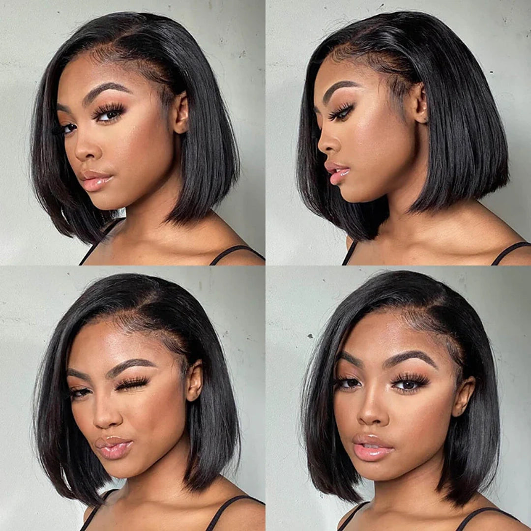 Nicole 360 Transparent Lace Front Human Hair Wig - Silky Straight Bob ...
